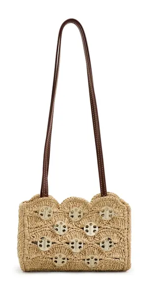 Rabanne Raffia Shoulder Bag - Natural / Light Gold