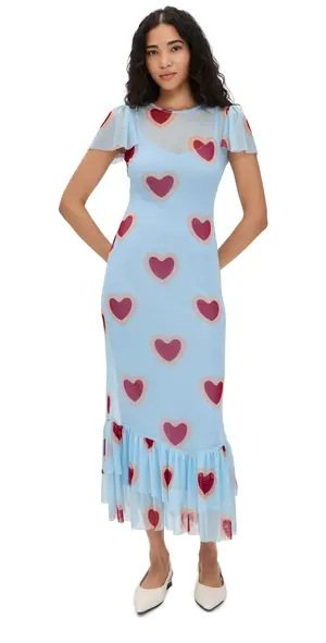 NEVER FULLY DRESSED Katie Heart Mesh Dress - Blue