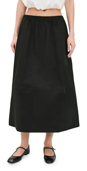 PERFECTWHITETEE Minka Cotton Poplin Skirt - True Black