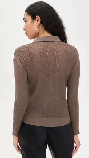 L'Agence Carine Pointelle Collared Sweater