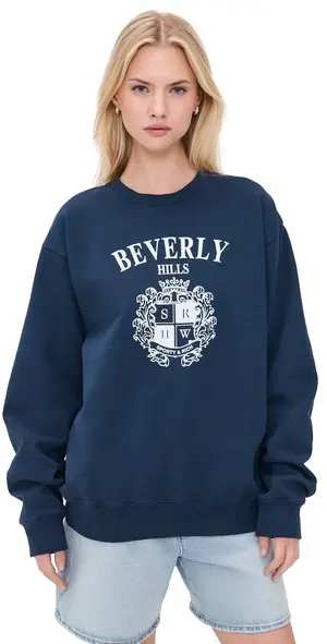 SPORTY & RICH Beverly Hills Crest Sweatshirt - Dark Navy