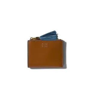 Miu Miu Small Leather Wallet - Cognac/astral Blue