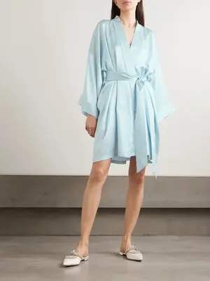 Olivia Von Halle Mimi Silk-satin Robe - Blue