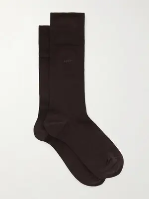 CDLP Set Of Six Cotton-blend Socks - Brown