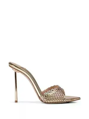LE SILLA Gilda Embellished Net Sandals - Gold