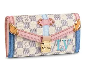 LOUIS VUITTON Wallet Sarah Damier Azur Summer Trunk Collection - White/blue/pink