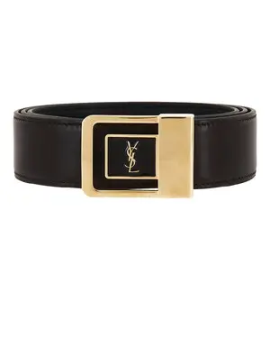 Saint Laurent Black Leather Belt - Burnt Chocolate