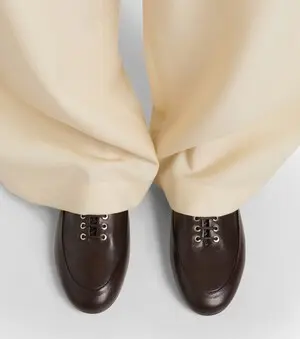 JIL SANDER Leather Lace-up Loafers - Brown