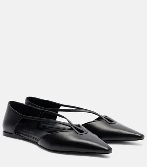Max Mara Amatassa Leather Ballet Flats - Black