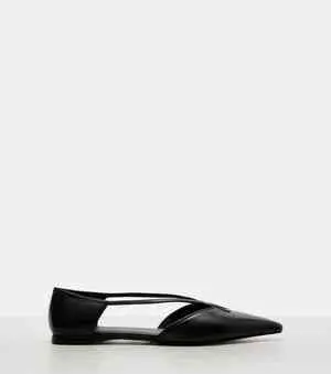 Max Mara Amatassa Leather Ballet Flats - Black