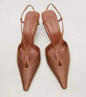 Max Mara Gitano Leather-trimmed Slingback Pumps