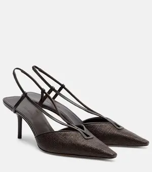 Max Mara Agitano Raffia Slingback Pumps - Brown