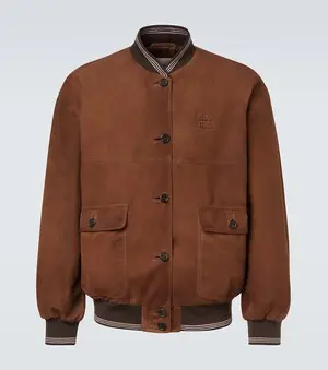 Miu Miu Suede Bomber Jacket - Brown