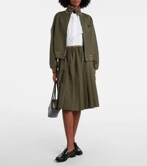 Prada Pleated Poplin Midi Skirt - Green