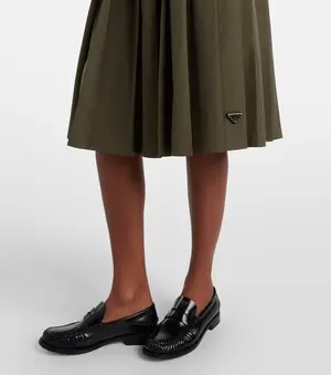 Prada Pleated Poplin Midi Skirt - Green