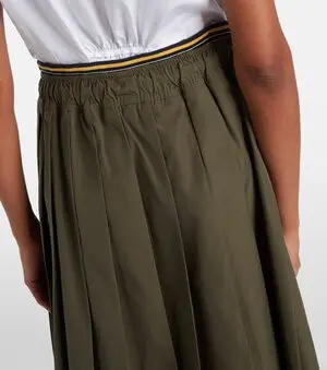Prada Pleated Poplin Midi Skirt - Green