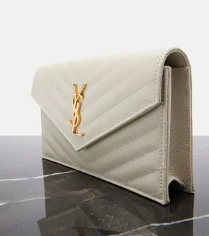 Saint Laurent Cassandre Envelope Leather Wallet On Chain