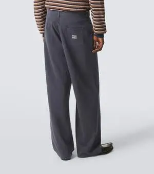 Miu Miu Embroidered Wide-leg Jeans - Grey