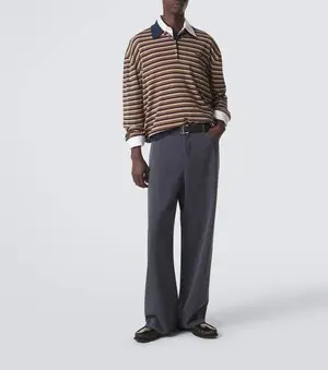 Miu Miu Striped Virgin Wool Polo Sweater