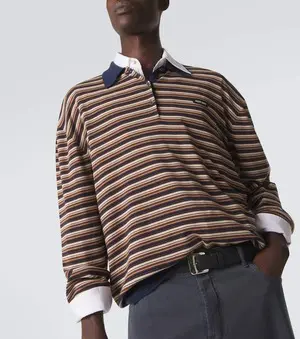 Miu Miu Striped Virgin Wool Polo Sweater