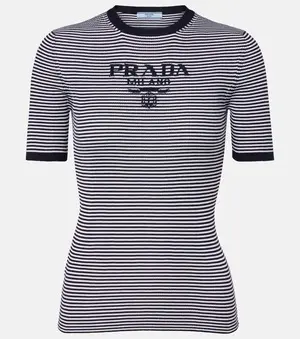 Prada Logo Striped Silk Sweater