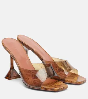 Amina Muaddi Lupita Snake-print Pvc Mules - Brown