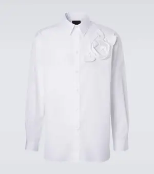 Simone Rocha Floral-appliqué Cotton Poplin Shirt - White
