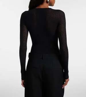 Wardrobe.NYC Open-knit Wool-blend Bodysuit