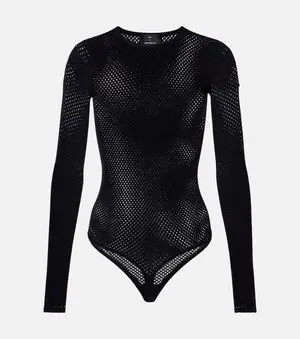 Wardrobe.NYC Open-knit Wool-blend Bodysuit - Black