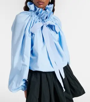 PATOU Tie-neck Cotton Blouse - Blue
