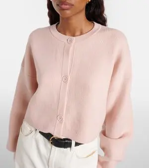 TOTEME Cropped Wool-blend Cardigan - Pink