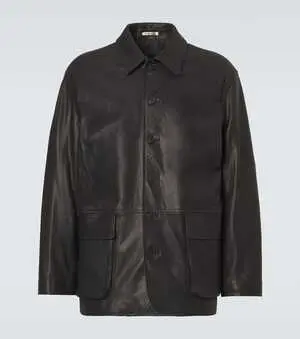 Auralee Leather Blouson Jacket - Black