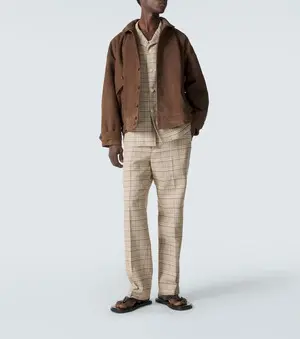 Auralee Checked Silk And Linen Tweed Jacket