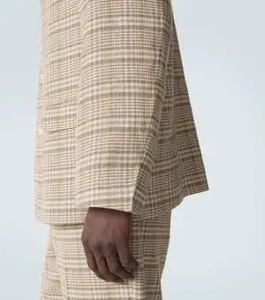 Auralee Checked Silk And Linen Tweed Jacket