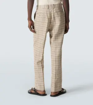 Auralee Checked Silk And Linen Tweed Straight Pants