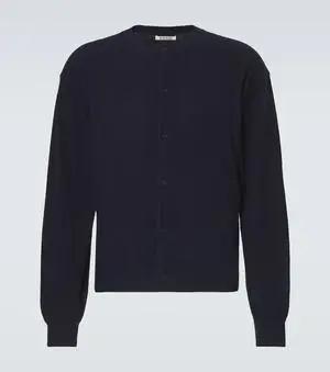 Auralee Cashmere And Cotton Cardigan - Blue