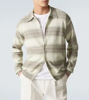 Auralee Striped Cotton And Silk Cardigan