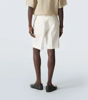 Auralee Pleated Wool, Cotton, And Linen Shorts