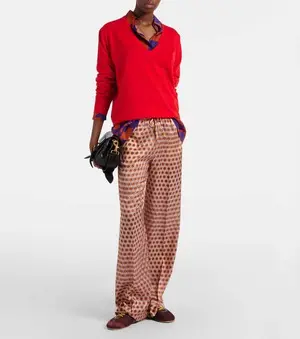 Dries Van Noten Polka-dot Silk Wide-leg Pants - Orange