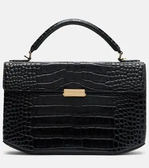 TOTEME Box Croc-effect Leather Top-handle Bag - Black