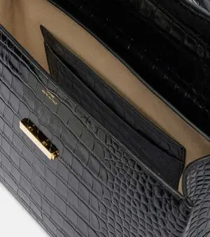 TOTEME Box Croc-effect Leather Top-handle Bag - Black