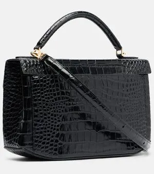 TOTEME Box Croc-effect Leather Top-handle Bag - Black
