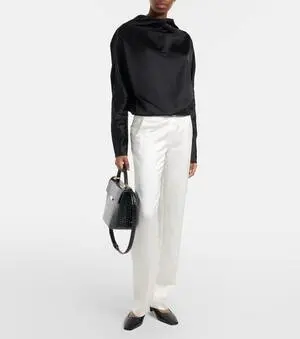 TOTEME Box Croc-effect Leather Top-handle Bag - Black