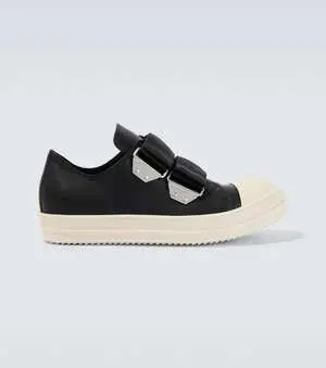 Rick Owens Low Strap Sneaks Leather Sneakers - Black