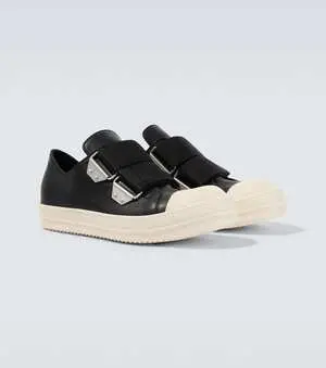 Rick Owens Low Strap Leather Sneakers
