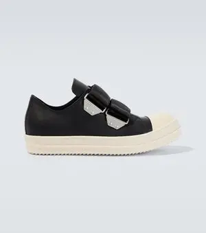 Rick Owens Low Strap Leather Sneakers - Black