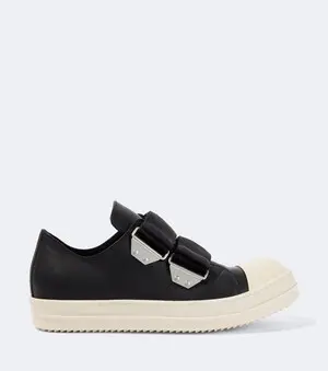 Rick Owens Low Strap Leather Sneakers - Black