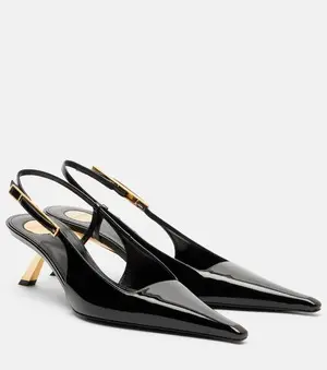 Saint Laurent Lee Patent Leather Slingback Pumps - Black