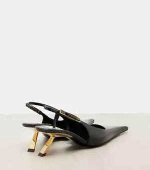 Saint Laurent Lee Patent Leather Slingback Pumps - Black