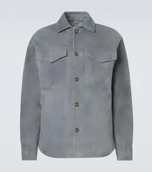 LARDINI Suede Overshirt - Blue
